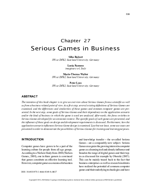 (PDF) Serious Games in Business