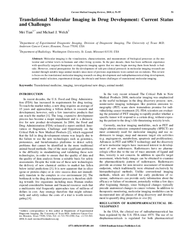 (PDF) Translational Molecular Imaging in Drug Development: Current ...