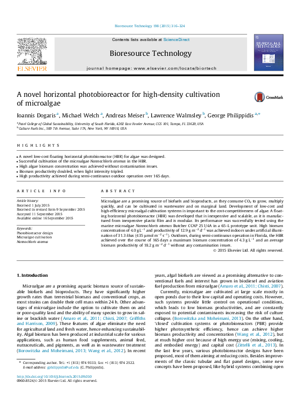 (PDF) A novel horizontal photobioreactor for high-density cultivation ...