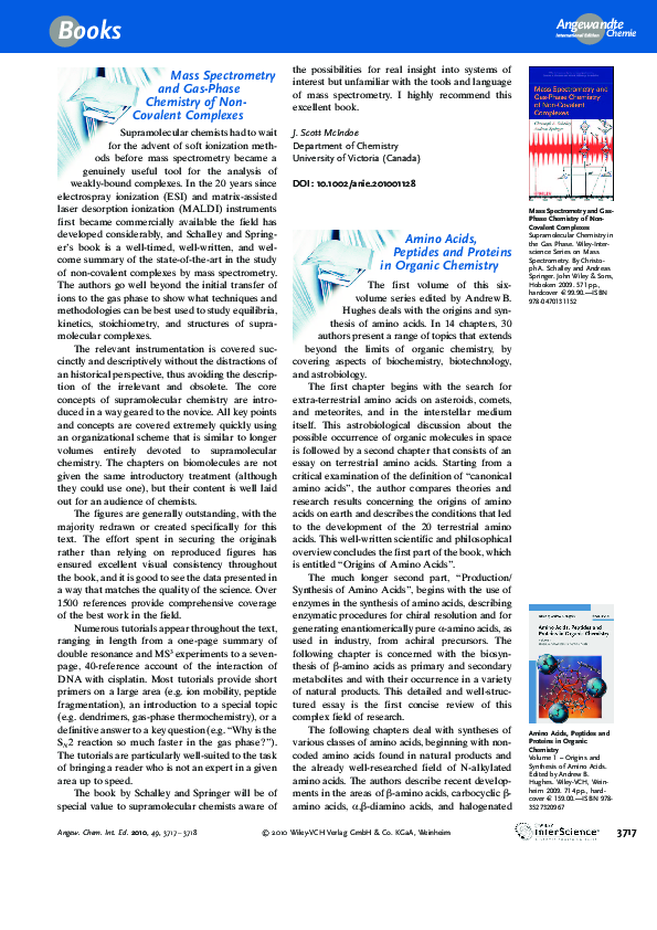 (PDF) Mass Spectrometry and Gas-Phase Chemistry of Non-Covalent Complexes