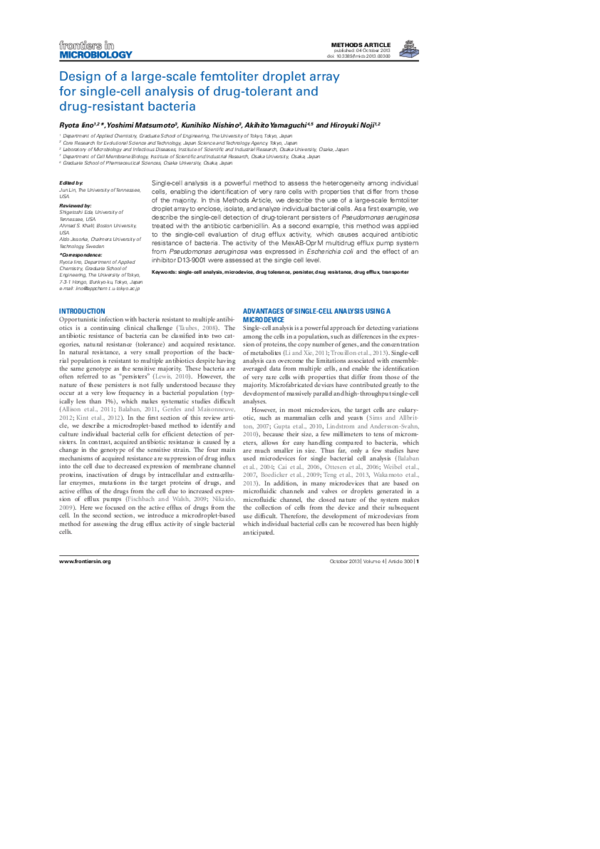 (PDF) Design of a large-scale femtoliter droplet array for single-cell ...
