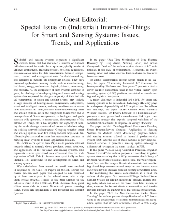 (PDF) Guest Editorial: Special Issue on (Industrial) Internet-of-Things ...
