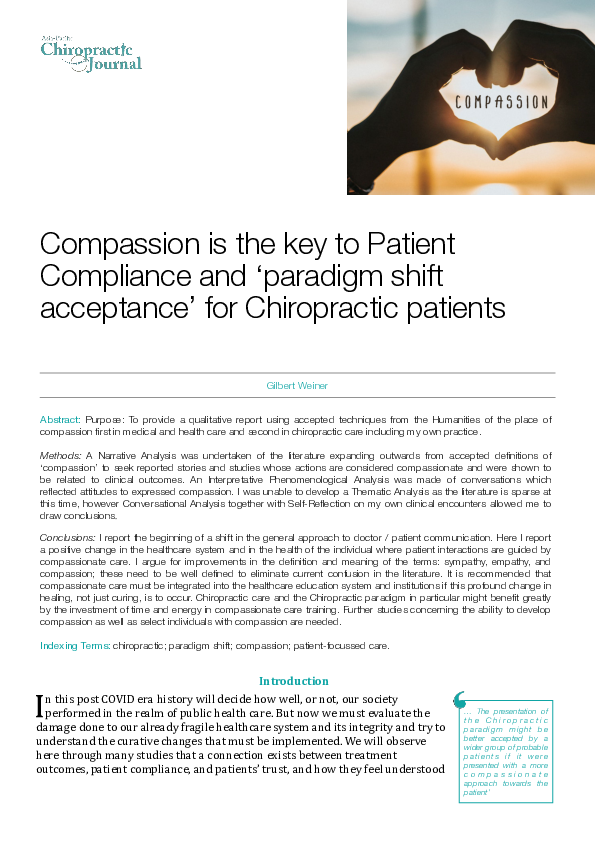 (PDF) Compassion is the key to Patient Compliance and ‘paradigm shift ...