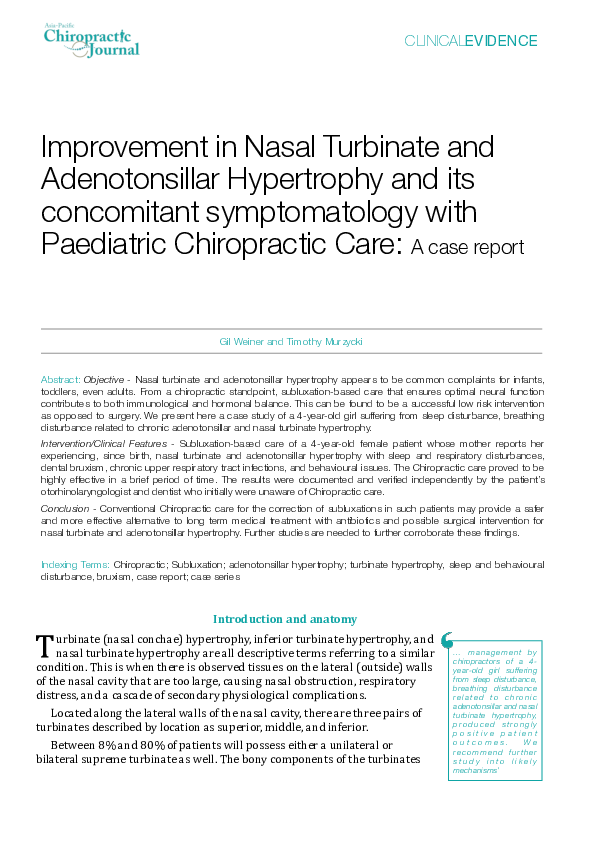 (PDF) Improvement in Nasal Turbinate and Adenotonsillar Hypertrophy and ...