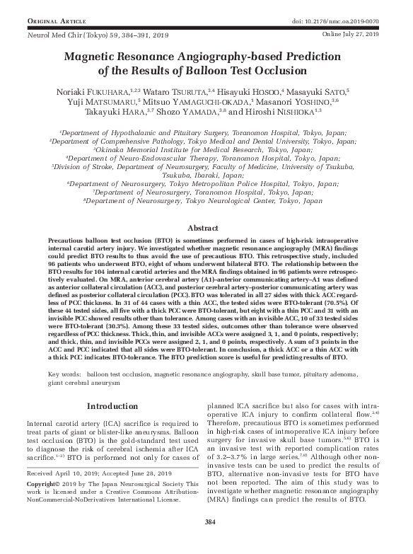 (PDF) Magnetic Resonance Angiography-based Prediction of the Results of ...