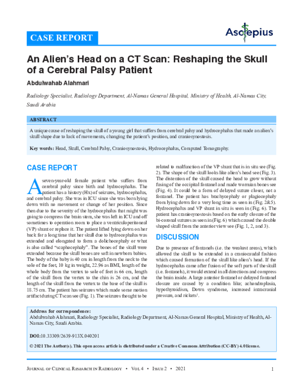 (PDF) An Alien's Head on a CT Scan: Reshaping the Skull of a Cerebral ...