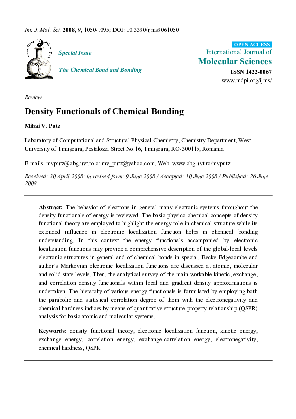 (PDF) Density functionals of chemical bonding