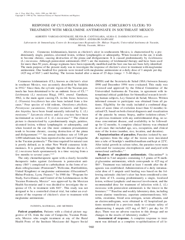 (PDF) Response of cutaneous leishmaniasis (chiclero's ulcer) to ...