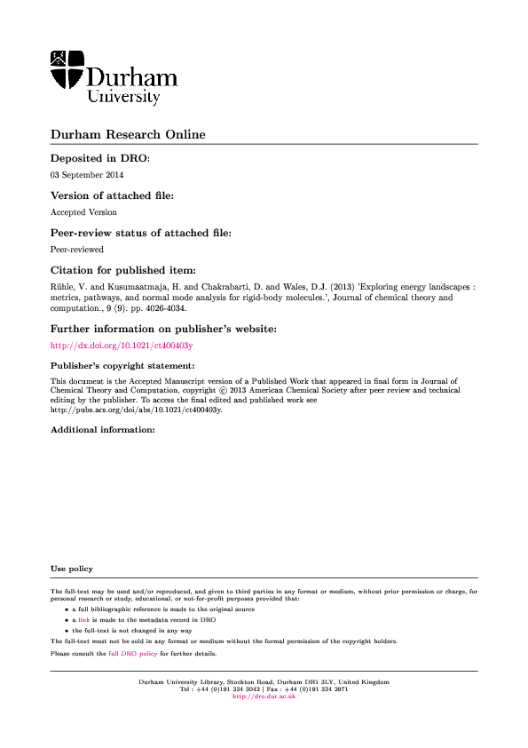 (PDF) Exploring Energy Landscapes: Metrics, Pathways, and Normal-Mode ...