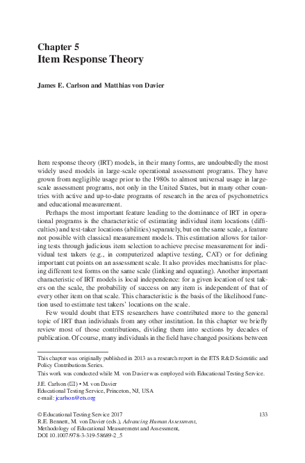 (PDF) Item Response Theory