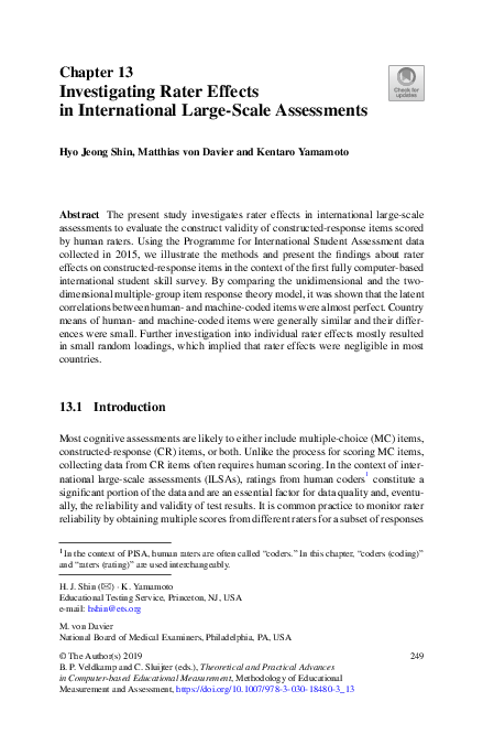 (PDF) Investigating Rater Effects in International Large-Scale Assessments
