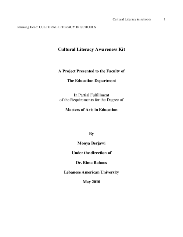 (PDF) Cultural literacy awareness kit. (c2010)