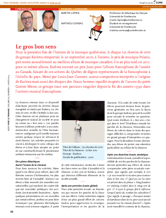 (PDF) Le gros bon sens