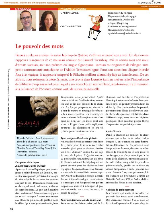 (PDF) Le pouvoir des mots
