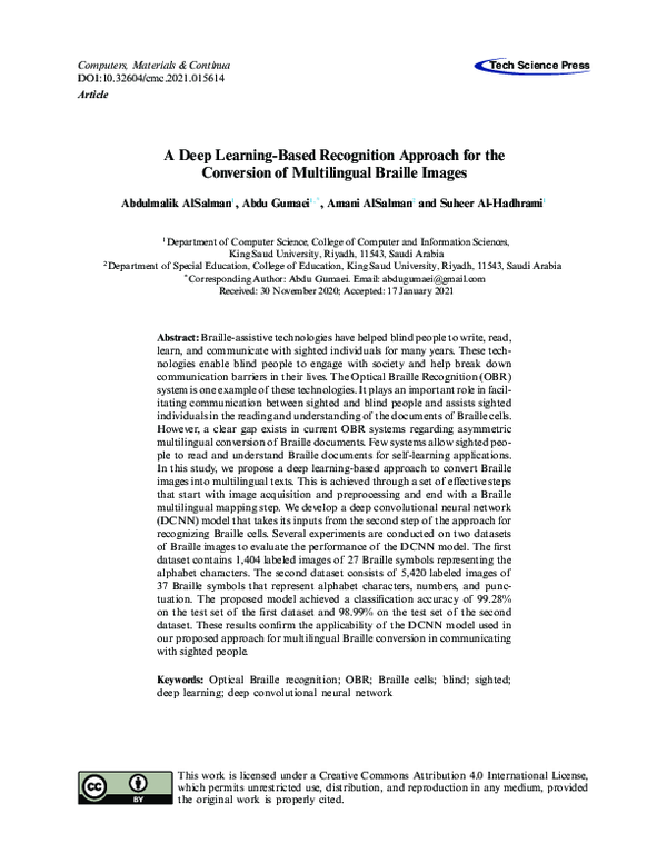 (PDF) A Deep Learning-Based Recognition Approach for the Conversion of ...