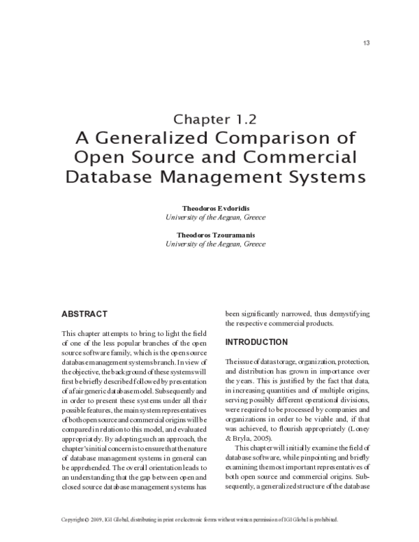 (PDF) A Generalized Comparison of Open Source and Commercial Database ...