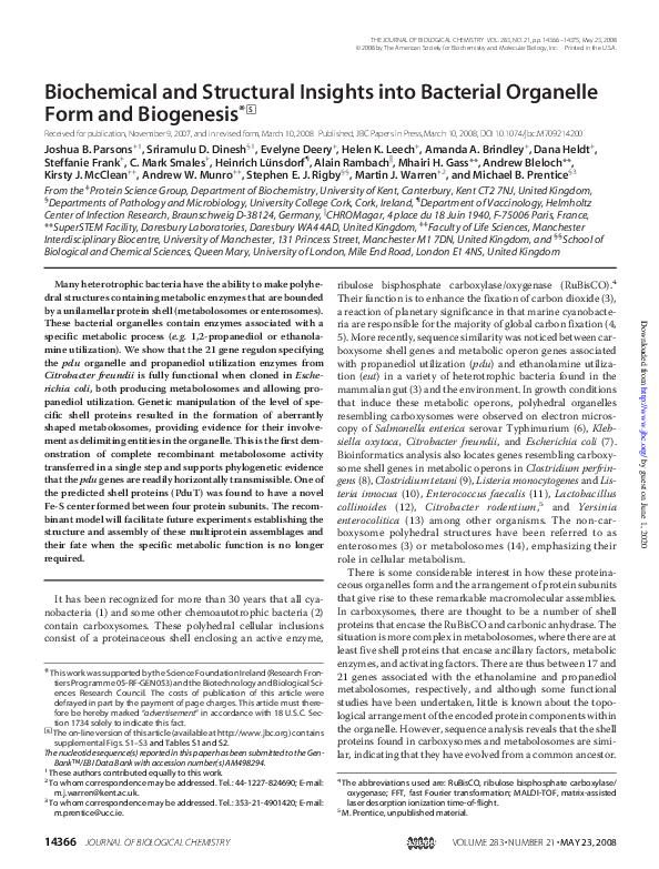 Biochemical and Structural Insights into Bacterial Organelle Form and ...