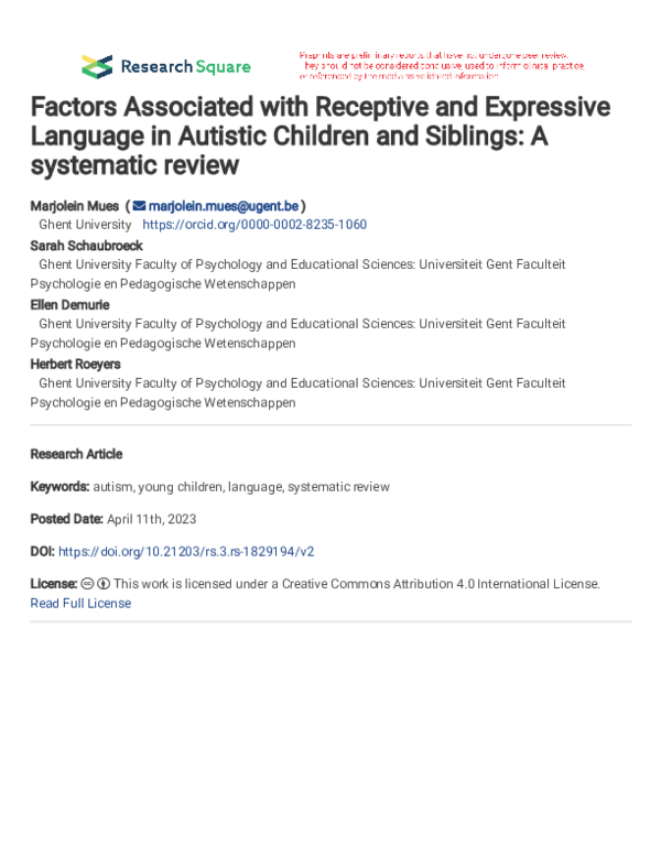 (PDF) Factors Associated with Receptive and Expressive Language in ...