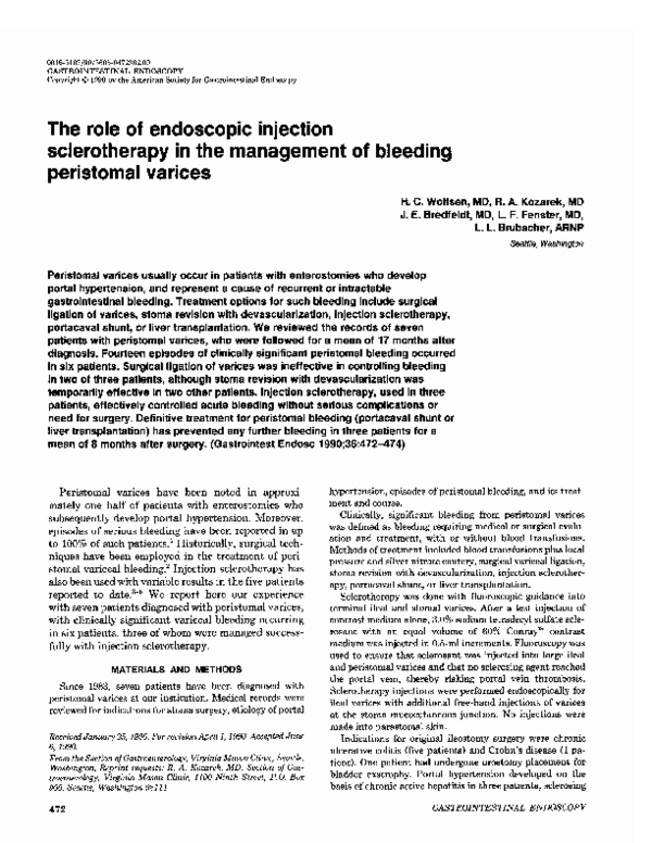 (PDF) The role of endoscopic injection sclerotherapy in the management ...