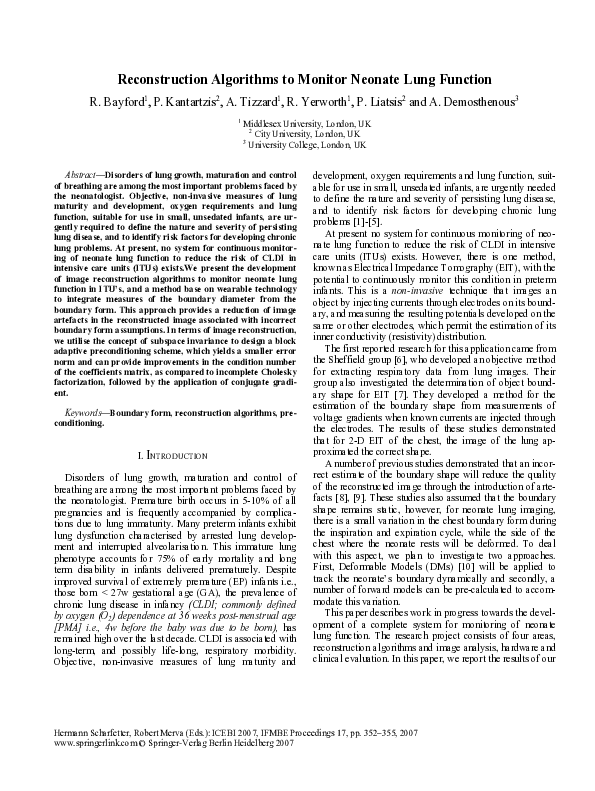 (PDF) Reconstruction Algorithms to Monitor Neonate Lung Function