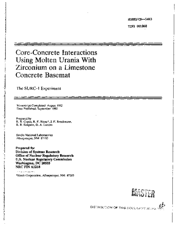 (PDF) Core-concrete interactions using molten urania with zirconium on ...
