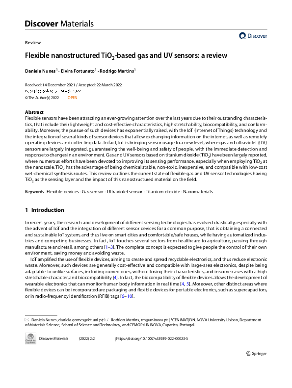 Pdf Flexible Nanostructured Tio2 Based Gas And Uv Sensors A Review
