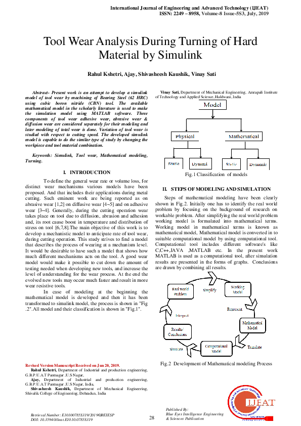 (PDF) Tool Wear Analysis during Turning of Hard Material by Simulink