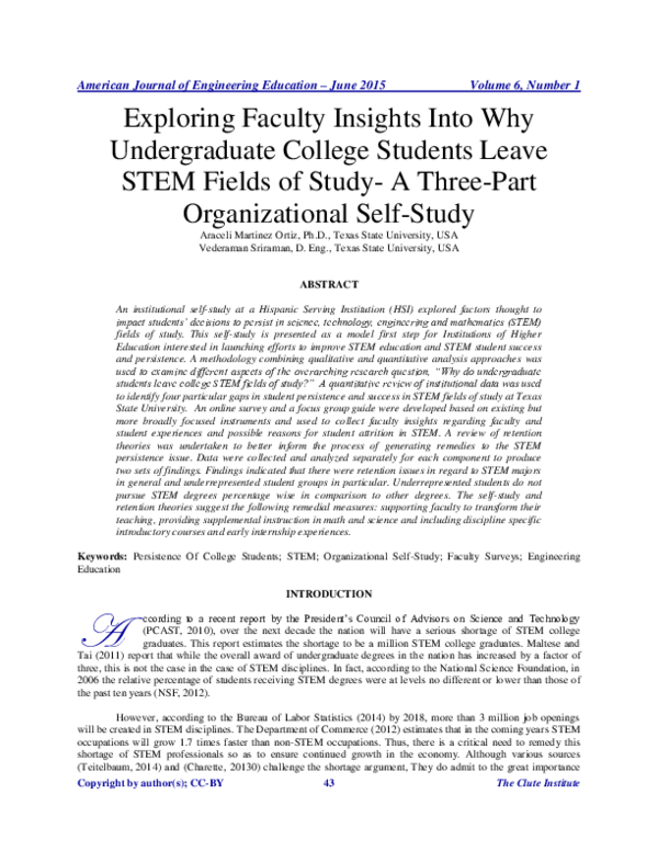 (PDF) Exploring Faculty Insights Into Why Undergraduate College ...