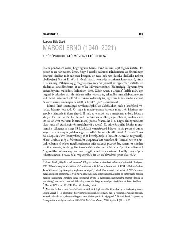 (PDF) Marosi Ernő (1940-2021) – A középkorkutató művészettörténész
