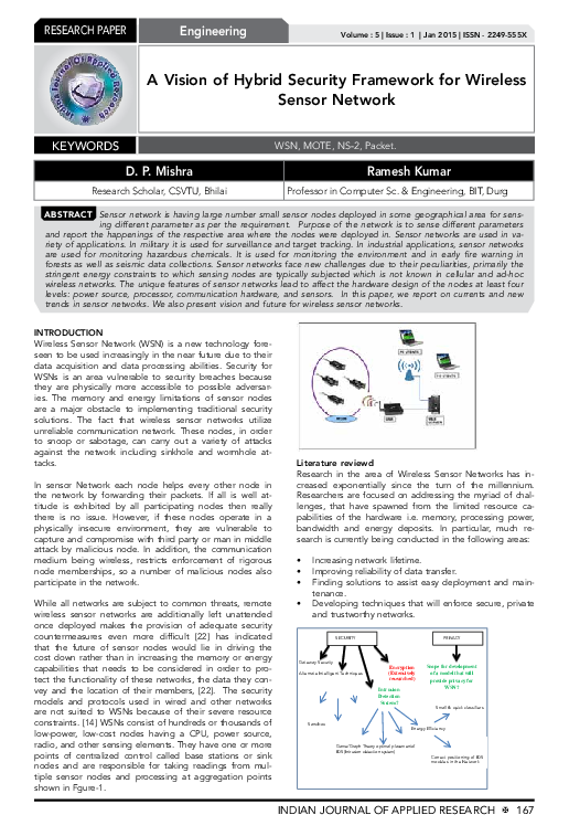 (PDF) A Vision of Hybrid Security Framework for Wireless Sensor Network