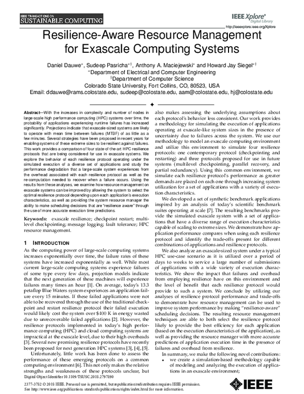 (PDF) Resilience-Aware Resource Management for Exascale Computing Systems