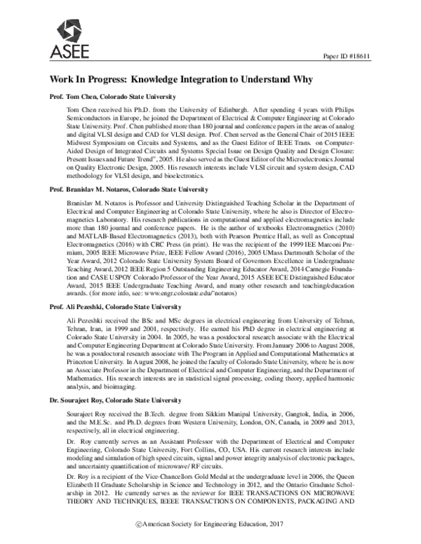 (PDF) Work In Progress: Knowledge Integration to Understand Why