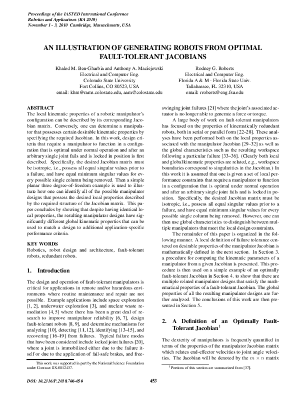 (PDF) An Illustration of Generating Robots from Optimal Fault-Tolerant ... (PDF) An Illustration of Generating Robots from Optimal Fault-Tolerant ...