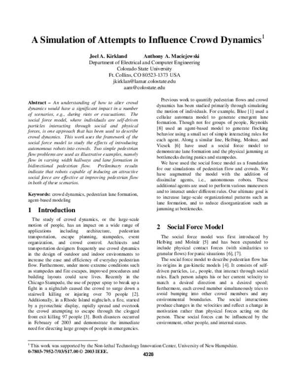 (PDF) A simulation of attempts to influence crowd dynamics
