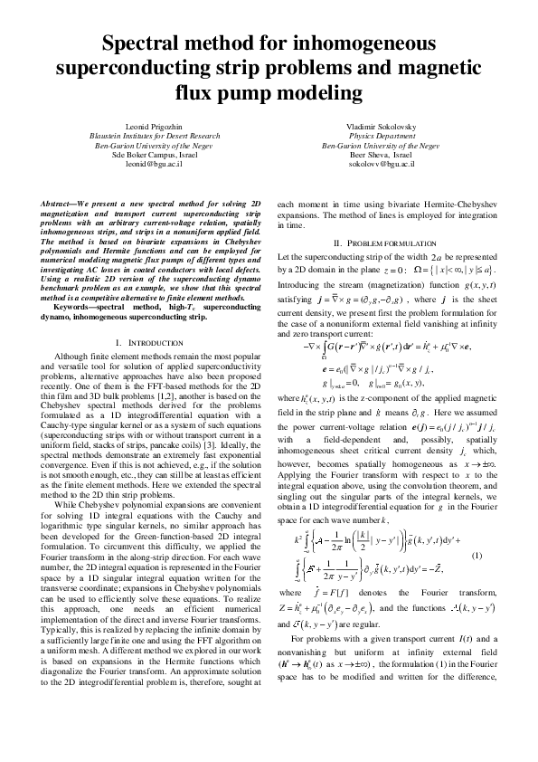 (PDF) Spectral method for inhomogeneous superconducting strip problems and magnetic flux pump ...