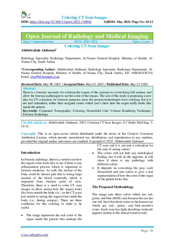 (PDF) Coloring CT Scan Images