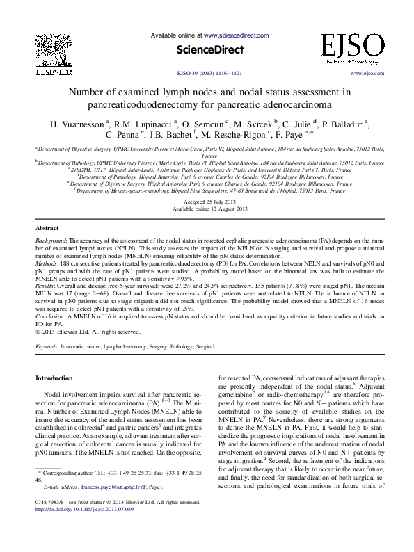(PDF) Number of examined lymph nodes and nodal status assessment in ...