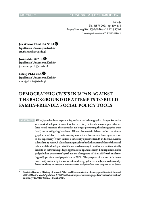 (PDF) DEMOGRAPHIC CRISIS IN JAPAN AGAINST THE BACKGROUND OF ATTEMPTS TO ...