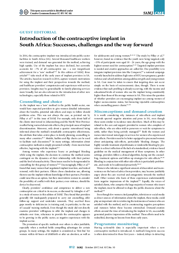 (PDF) Introduction of the contraceptive implant in South Africa ...