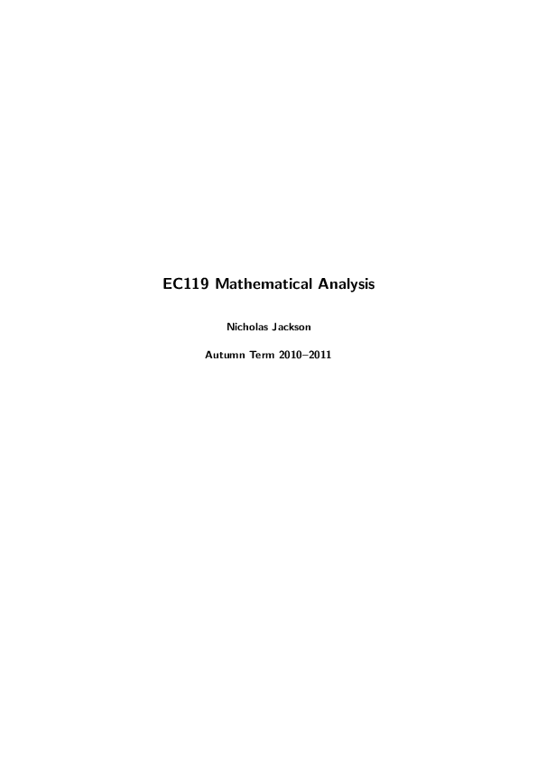 (PDF) Introductory Mathematical Analysis