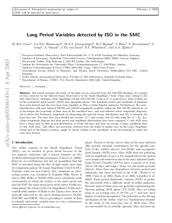 (PDF) Long Period Variables detected by ISO in the SMC