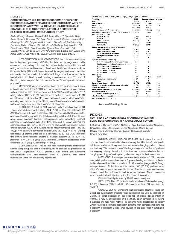 (PDF) PD33-02 CONTEMPORARY Multicenter Outcomes Comparing Cutaneous Catheterizable ...