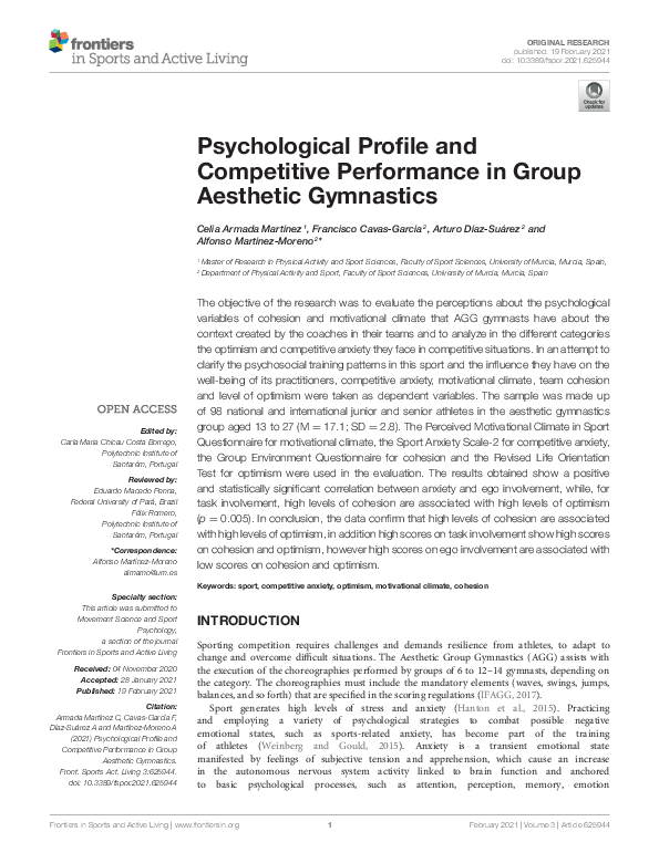 (PDF) Psychological Profile and Competitive Performance in Group ...