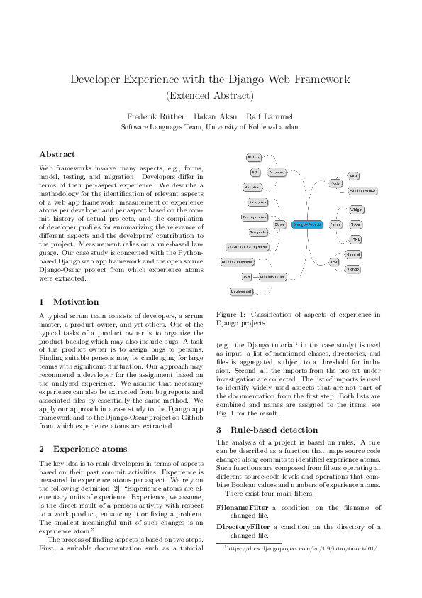 (PDF) Developer Experience with the Django Web Framework