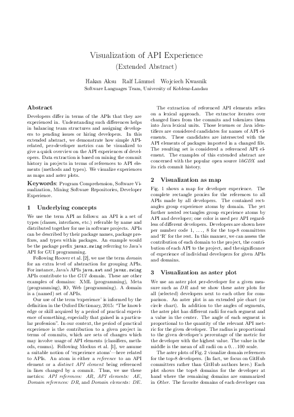 (PDF) Visualization of API Experience