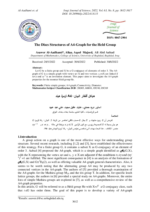 (PDF) The Discs Structures of A4-Graph for the Held Group