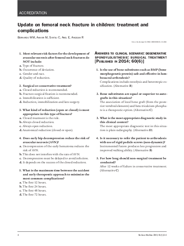 (PDF) Update on femoral neck fracture in children: treatment and complications