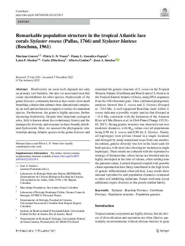 (PDF) Remarkable population structure in the tropical Atlantic lace ...