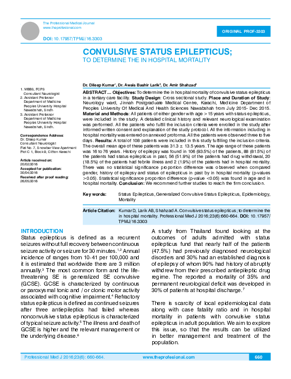(PDF) Convulsive Status Epilepticus