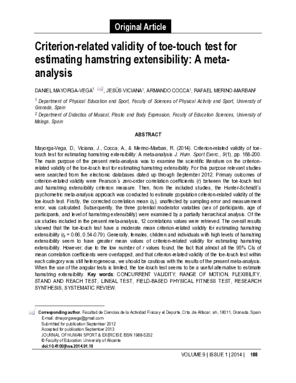 (PDF) Criterion-related validity of toe-touch test for estimating ...
